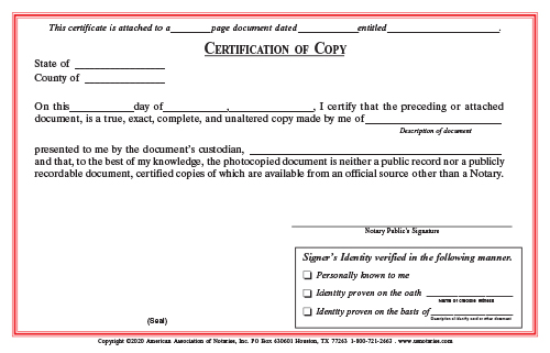 40% OFF Arizona Notary Certificate Pads - American Assoc. of Notaries